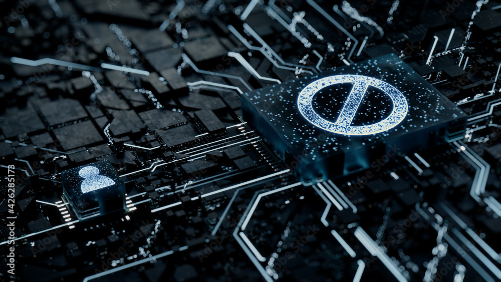 Restricted Access Technology Concept with Prohibition symbol on a ...