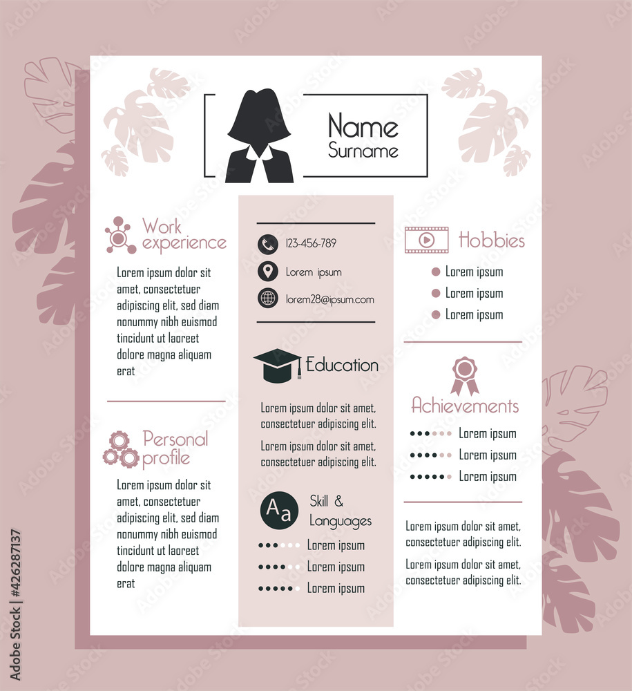 female cv template Stock Vector | Adobe Stock