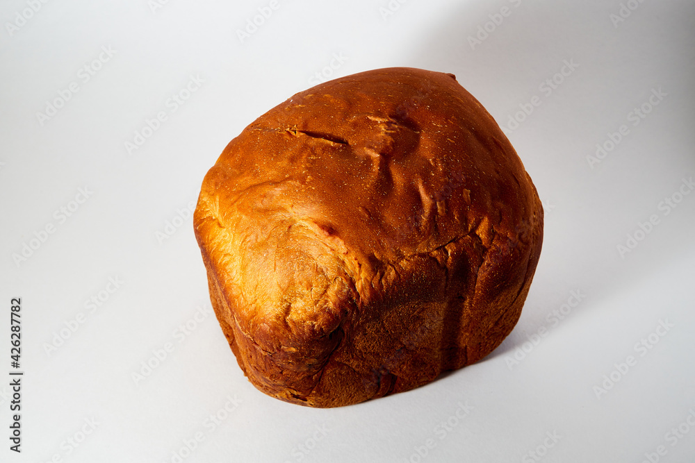 White bread loaf on white background. Photo from studio Stock Photo ...