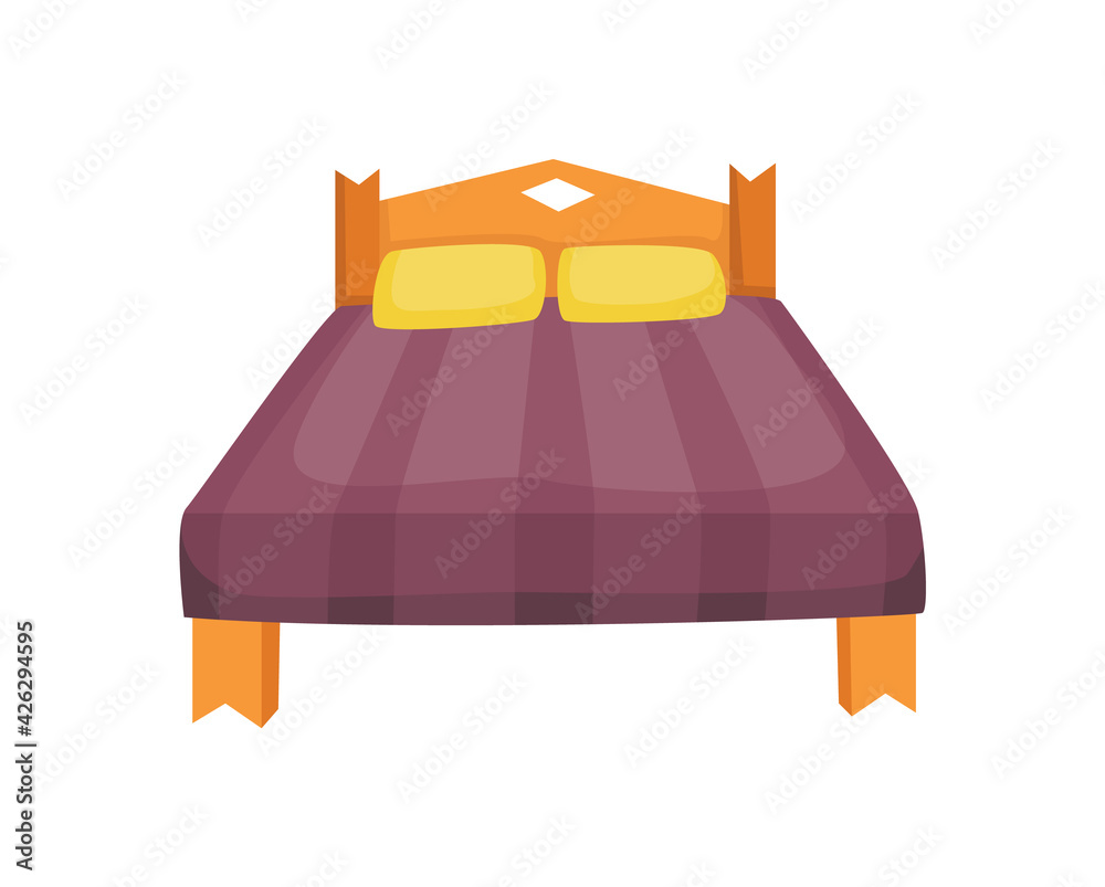 Bed cartoon. illustration of color bed with pillow and cover. Icon of ...