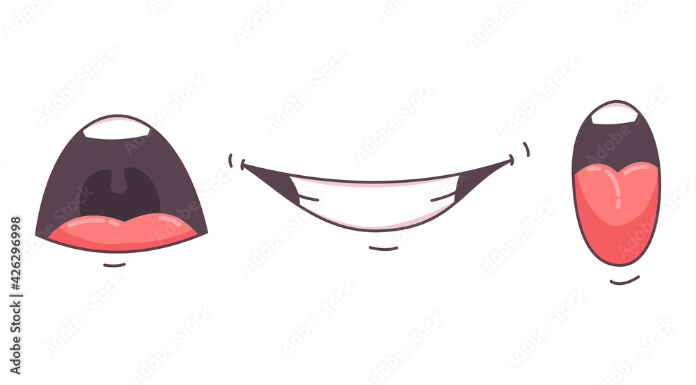 Mouth animation. Funny cartoon mouths set with expression. Cartoon ...