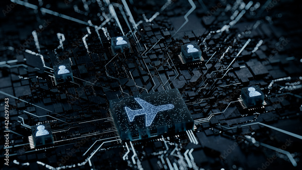 Ilustração do Stock: Flight Technology Concept with airplane symbol on ...