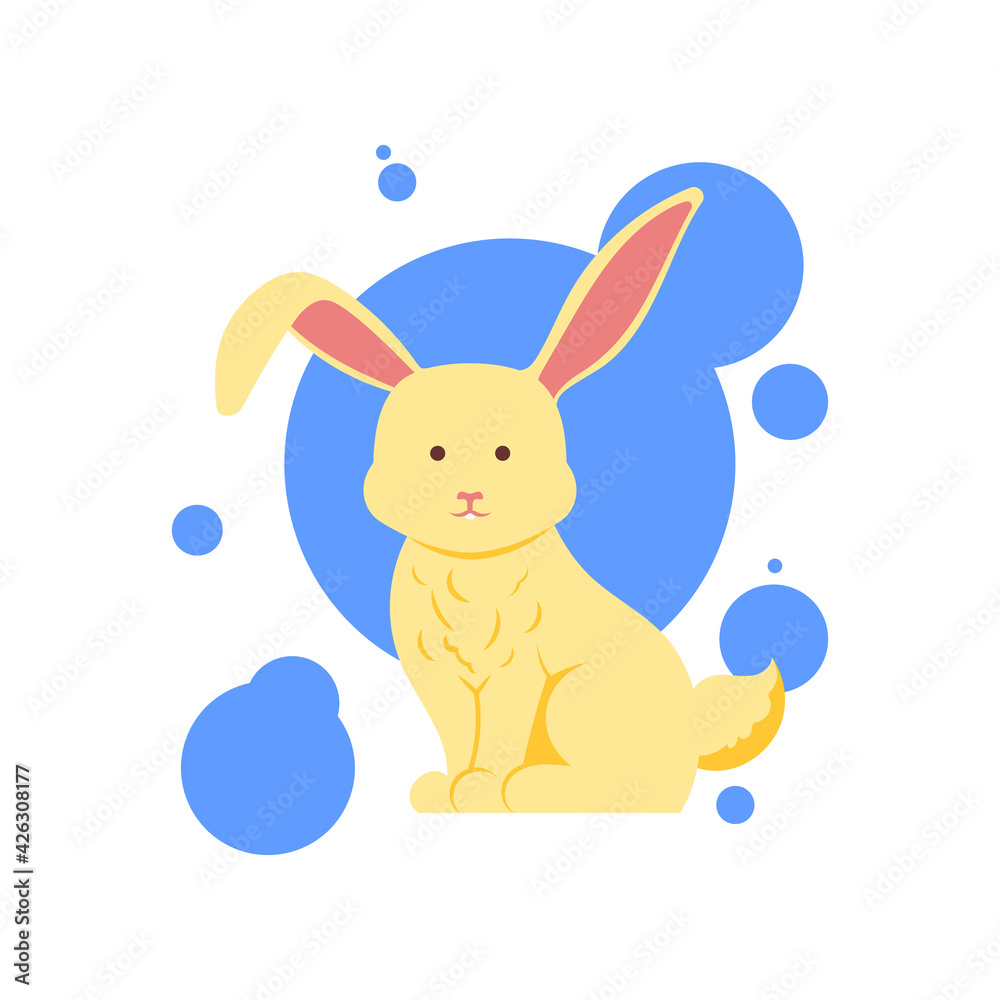Funny white cute hare character sitting, cartoon vector illustration ...