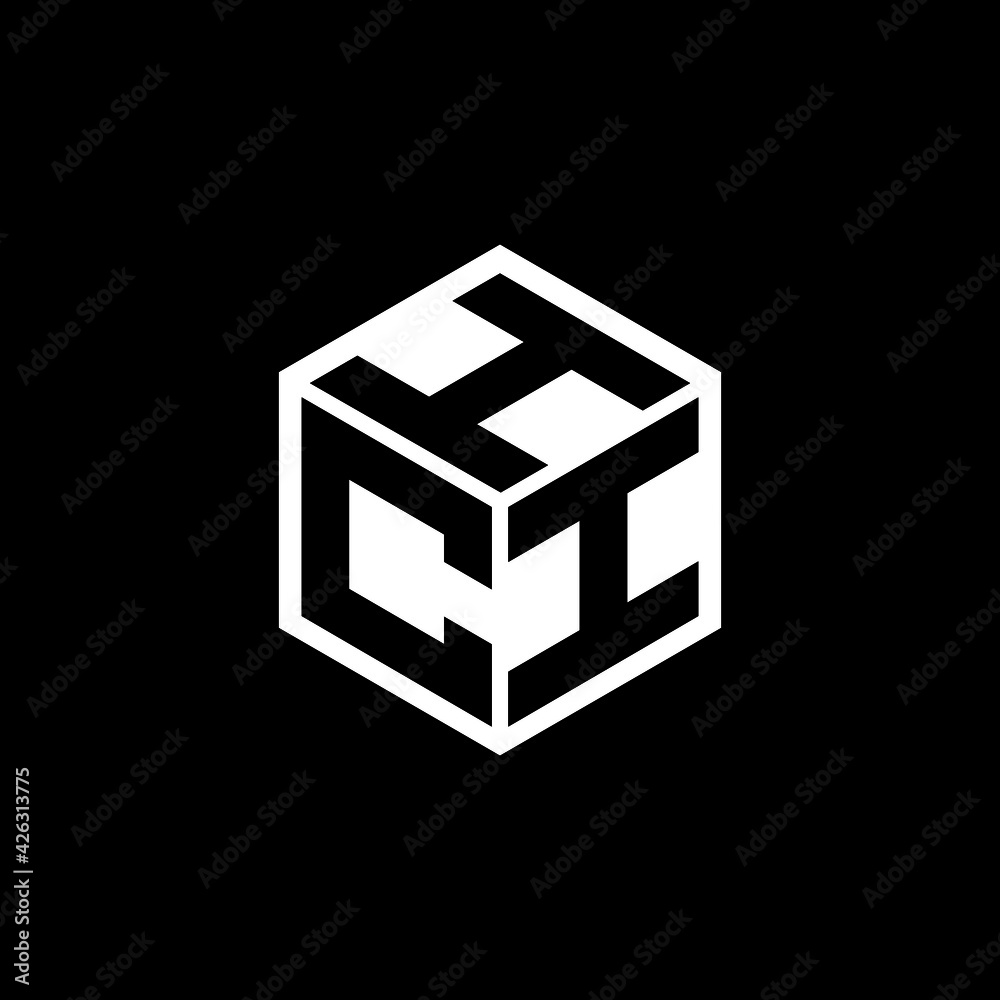 CIH letter logo design with black background in illustrator, cube logo ...