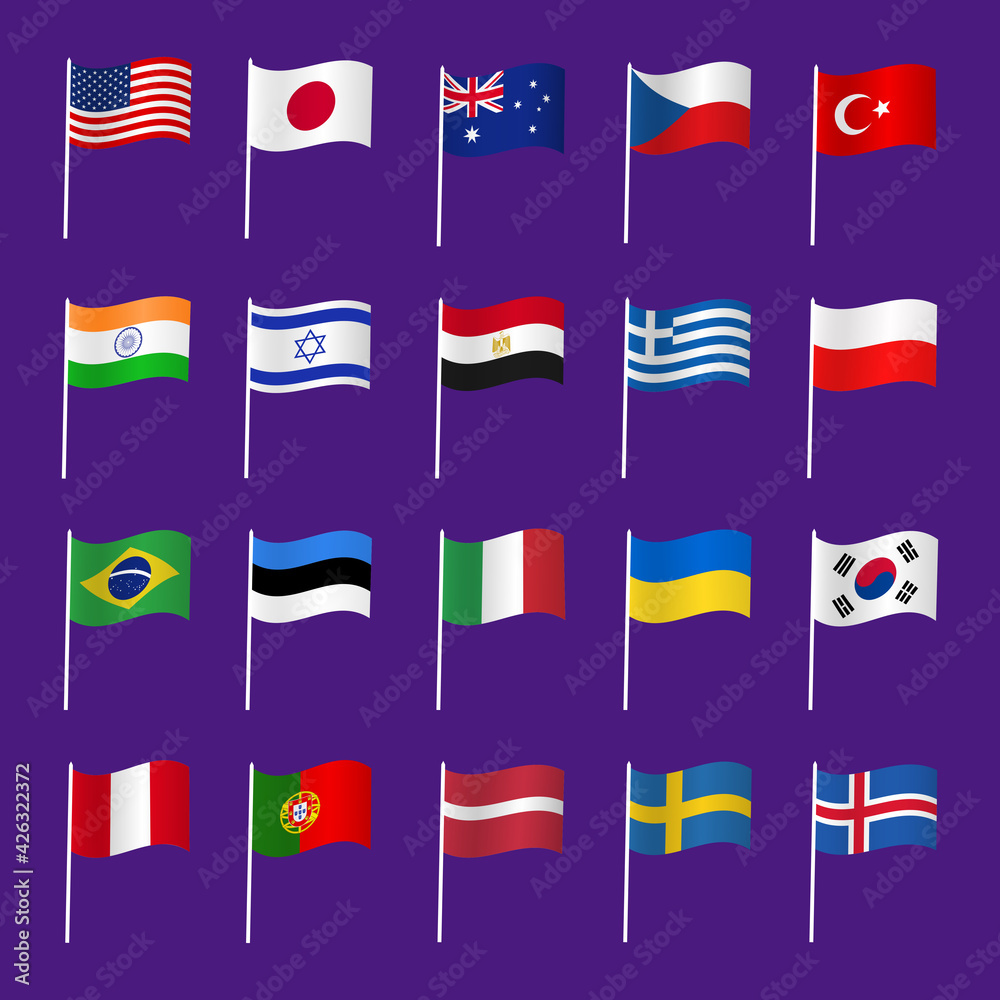 Vector illustration. Set of country flags Stock Vector | Adobe Stock