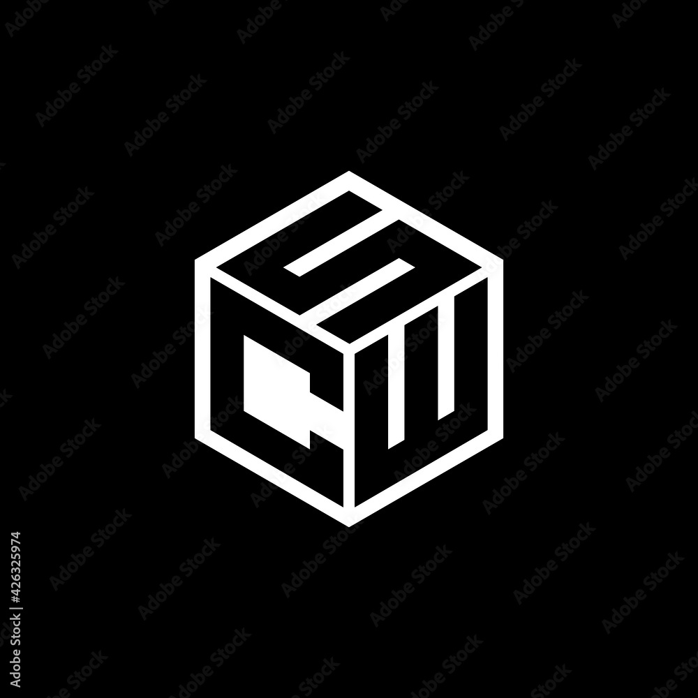 CWS letter logo design with black background in illustrator, cube logo ...