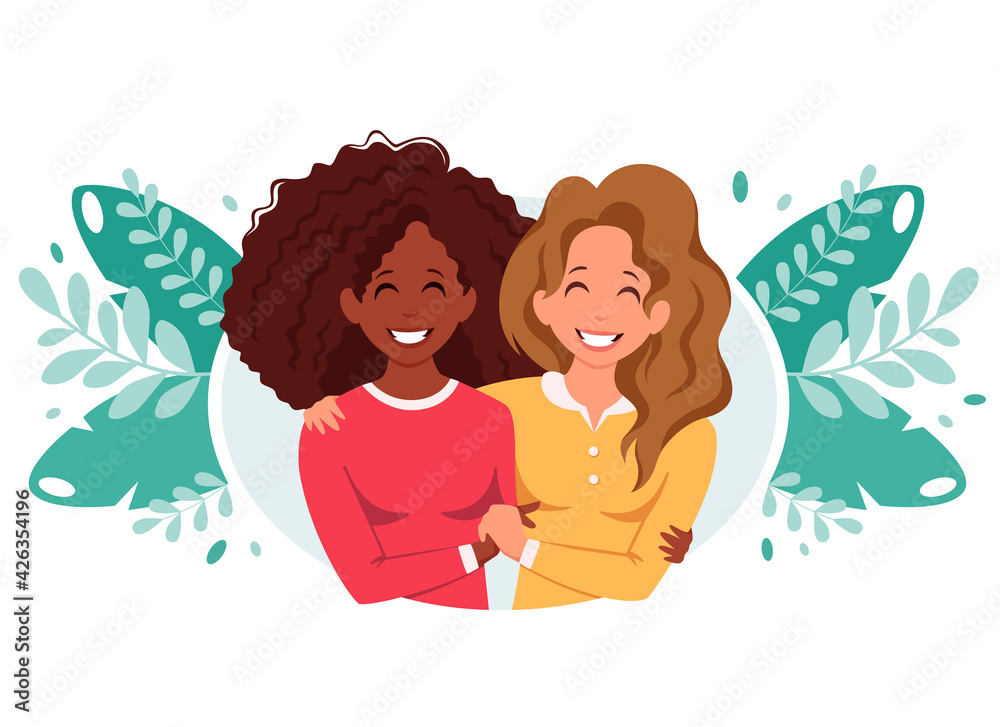 Two Women Hugging Clipart Black
