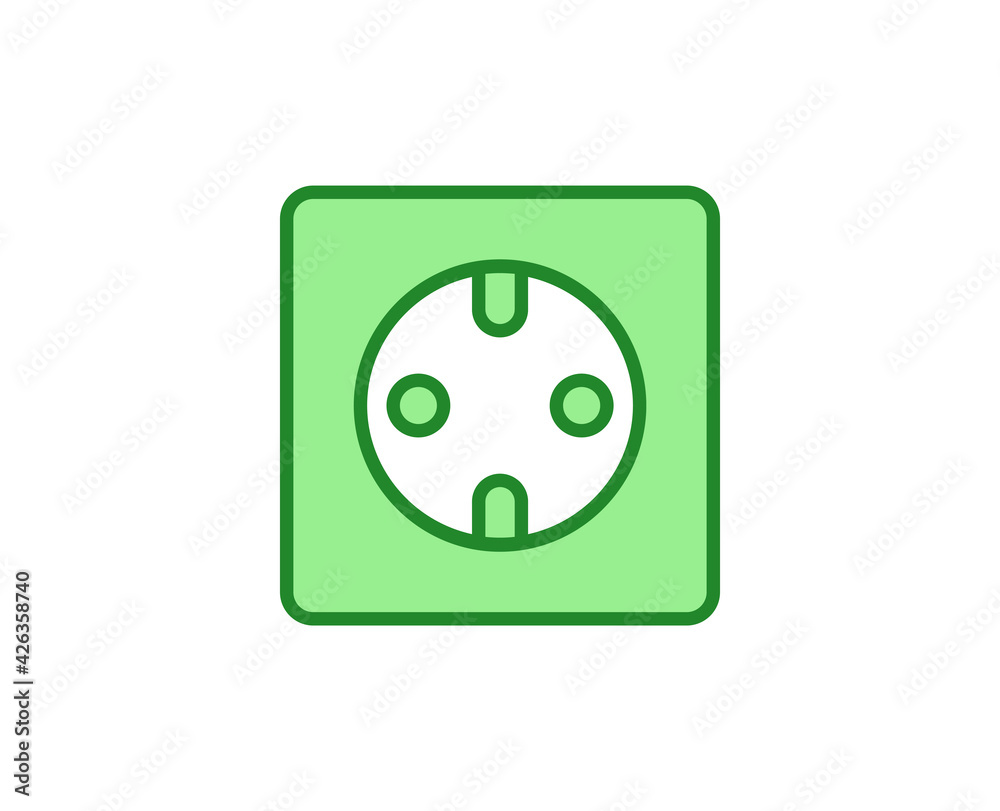 Line Power socket icon isolated on white background. Outline symbol for ...