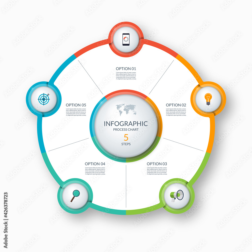 Infographic circle, process chart, cycle diagram. 5 steps. Vector ...