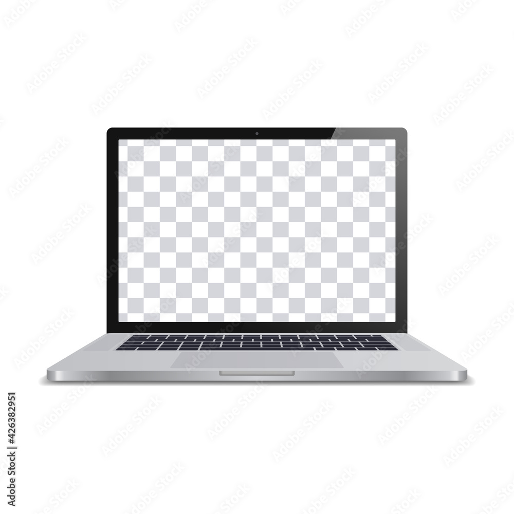 Realistic laptop with transparent screen template on white background ...