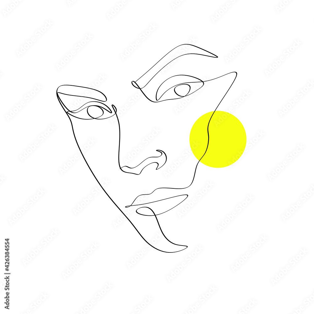 Line Art Actress Woman . Minimal Line Drawing Woman with hand Stock ...