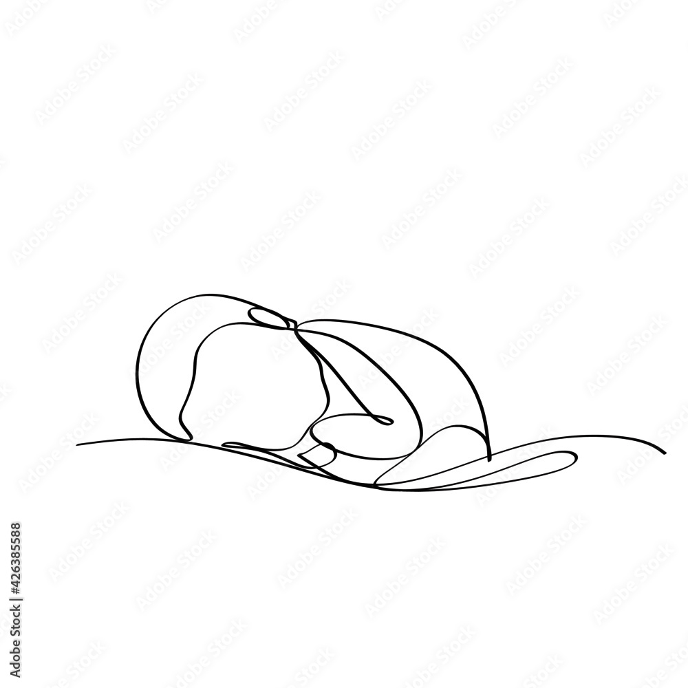 Baby in womb one single line drawing. Cute unborn fetus baby on mother ...