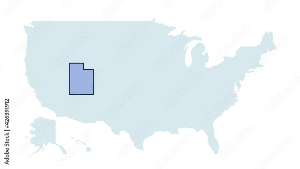 US utah state map animation. United states of America country - high ...