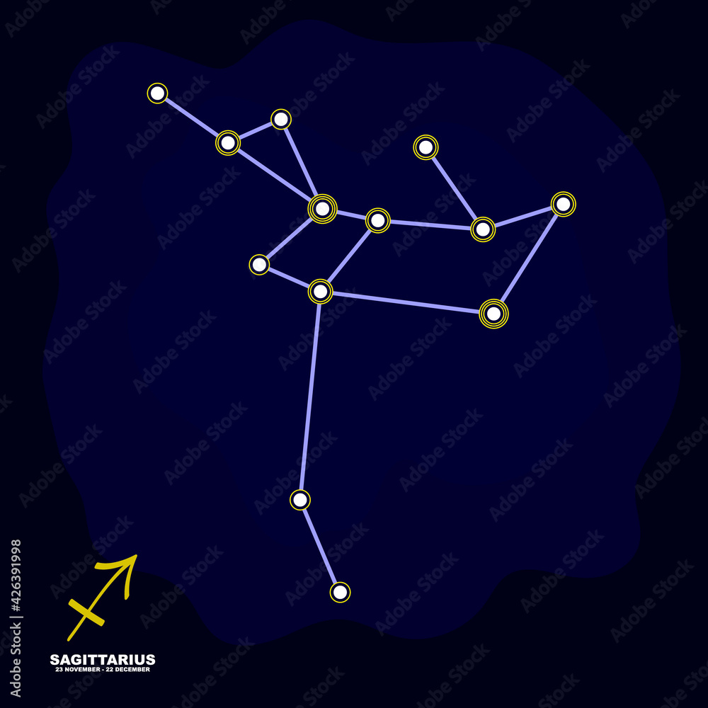 vector image with Sagittarius zodiac sign and constellation of ...