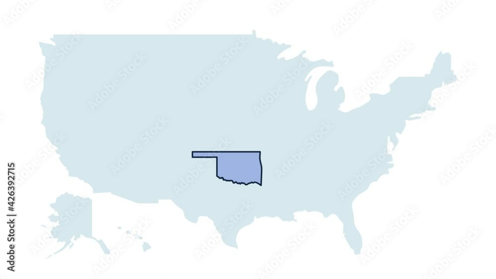 US oklahoma state map animation. United states of America country ...
