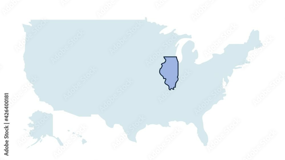 US illinois state map animation. United states of America country ...