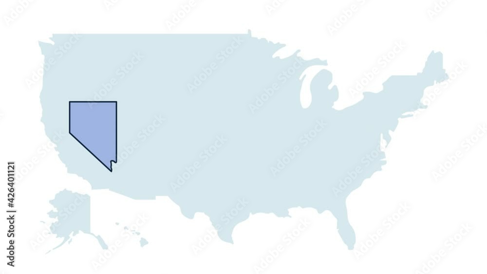 US nevada state map animation. United states of America country - high ...