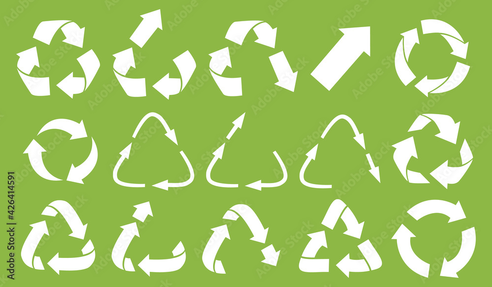 Vector recycling, upcycling and downcycling signs, isolated on white ...