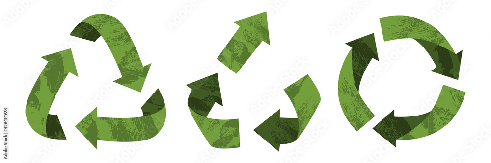 Vector recycling, upcycling signs, isolated icons on white background ...