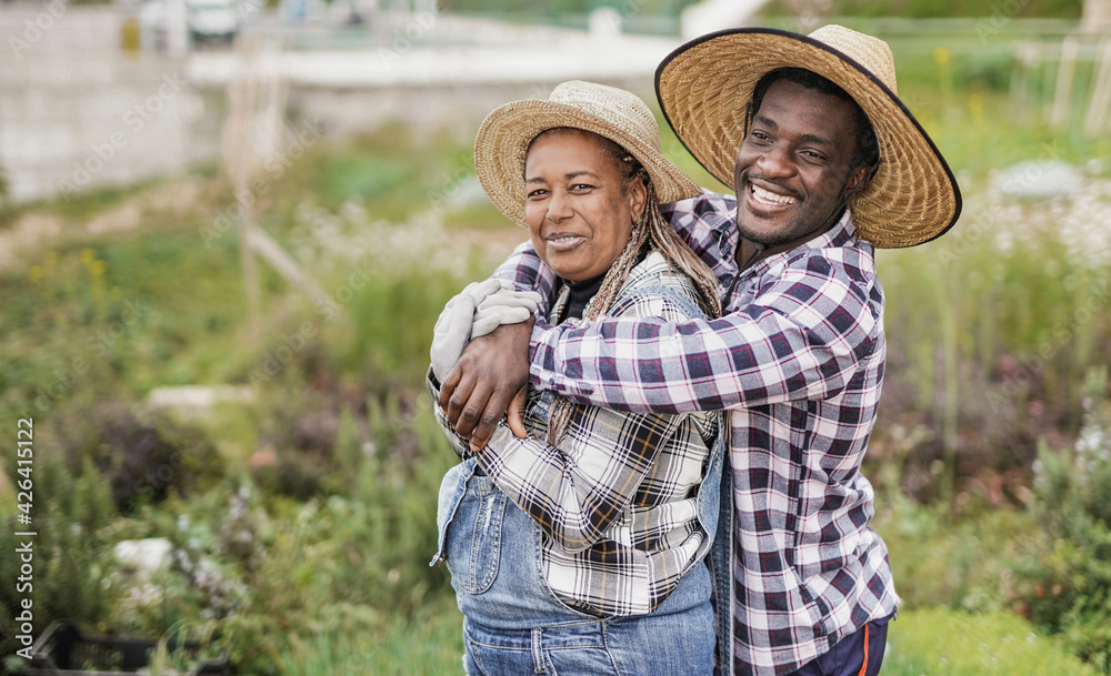 African farmer people having fun together during harvest period - Farm ...