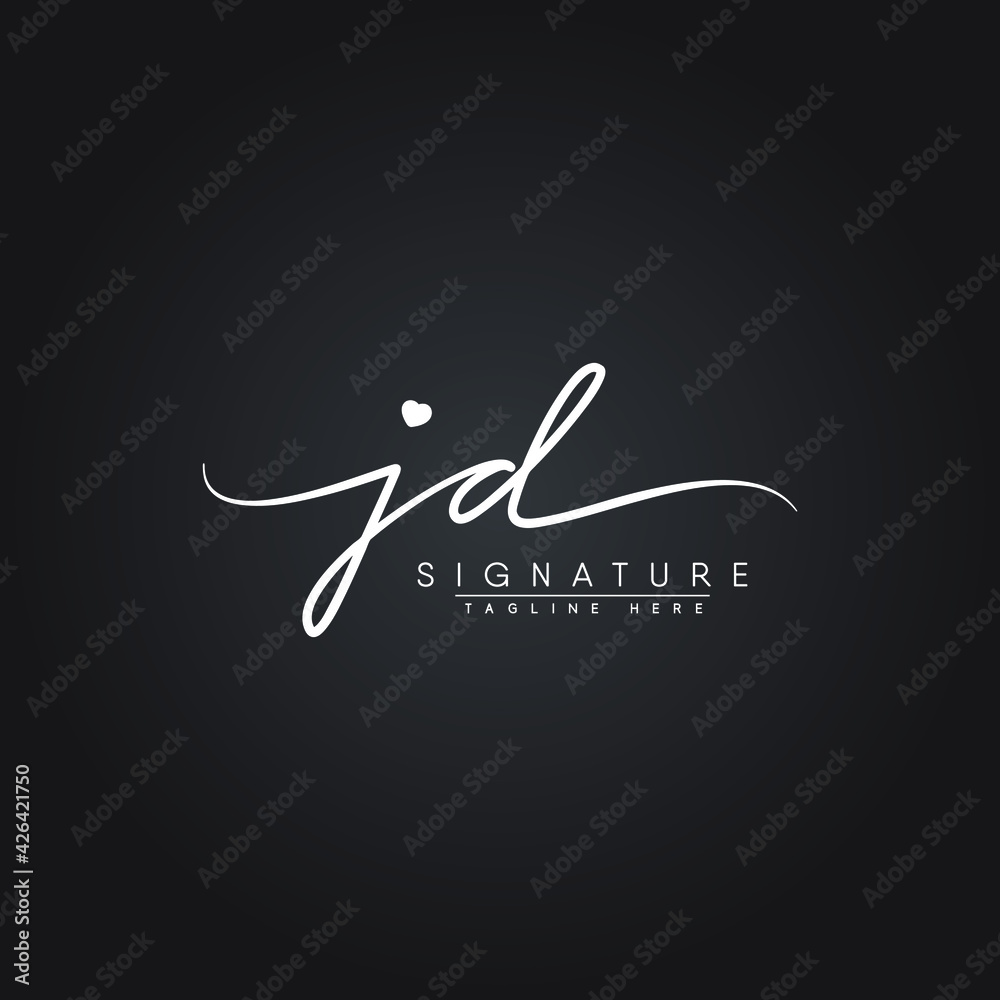 Initial Letter JD Logo - Handwritten Signature Logo Stock Vector ...