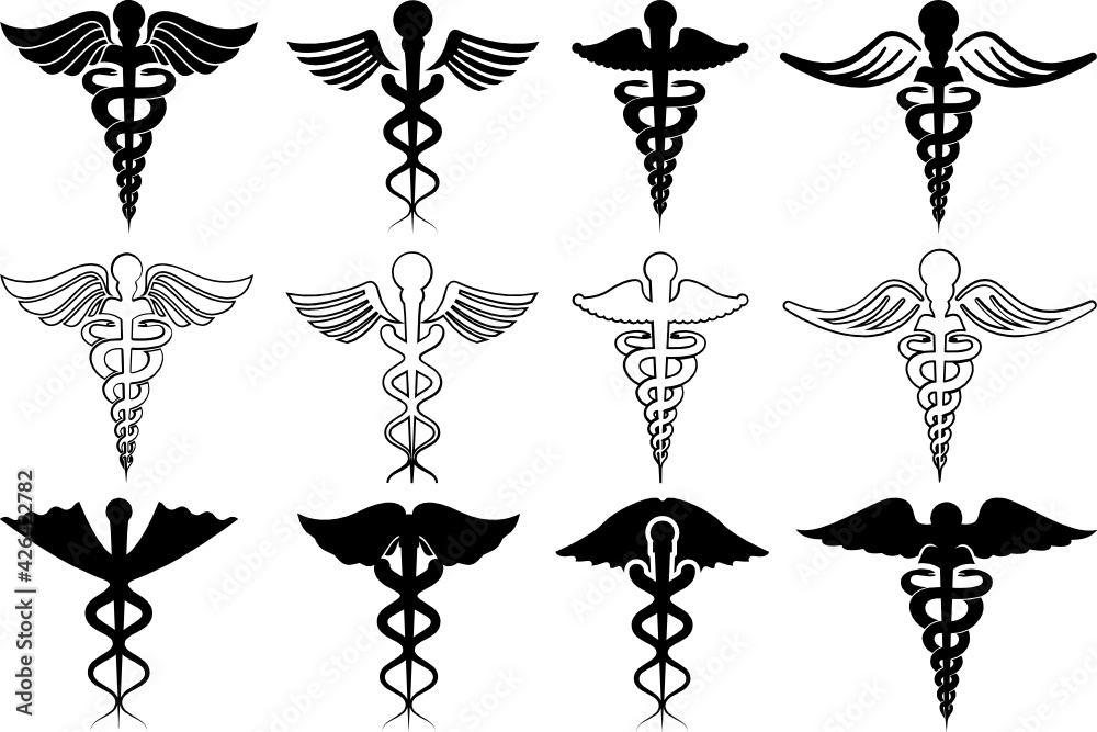 Caduceus Symbol SVG Cut Files | Caduceus Silhouette Bundle Stock Vector ...