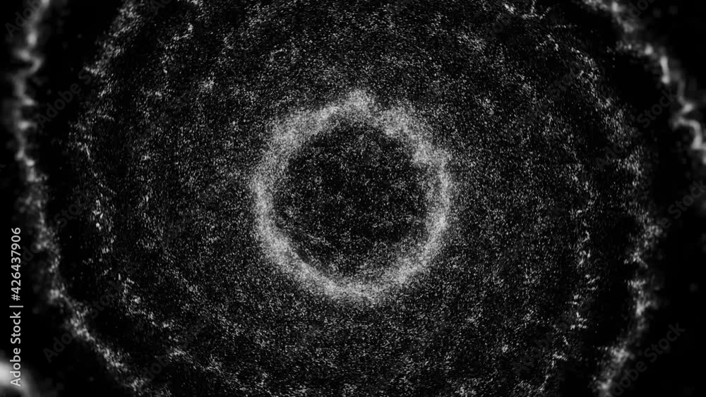 Cosmic sphere of moving particles. Animation. Sphere of luminous ...