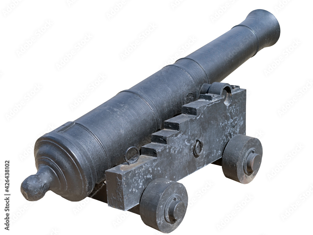 Old ship cannon on white background Stock Photo | Adobe Stock