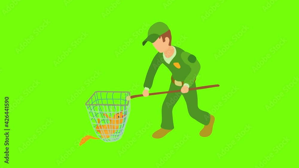 Catching cat icon animation cartoon best object on green screen ...
