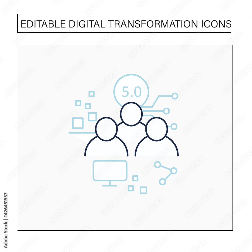 Society 5.0 line icon.Human-centered association.Super-smart society ...