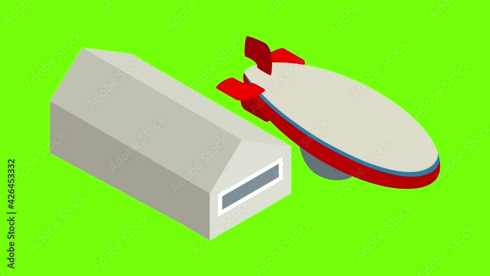 Zeppelin icon animation cartoon best object on green screen background ...