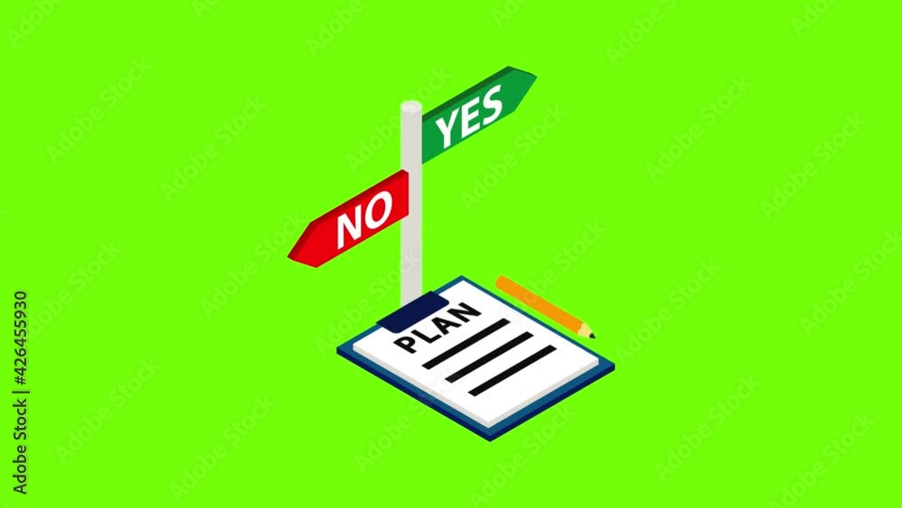 Strategy plan icon animation cartoon best object on green screen ...