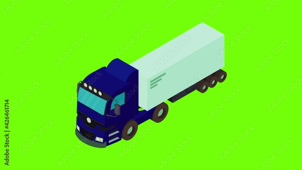 Truck transportation icon animation cartoon best object on green screen ...