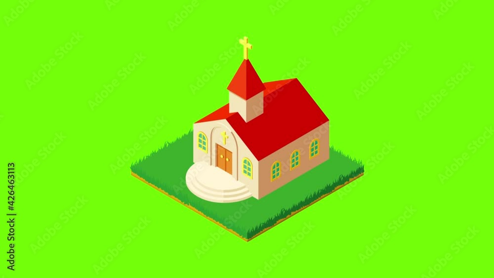 Christian church icon animation cartoon best object on green screen ...