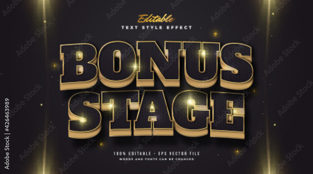 Black and Gold Text Style with Curved and Textured Effects Stock Vector ...