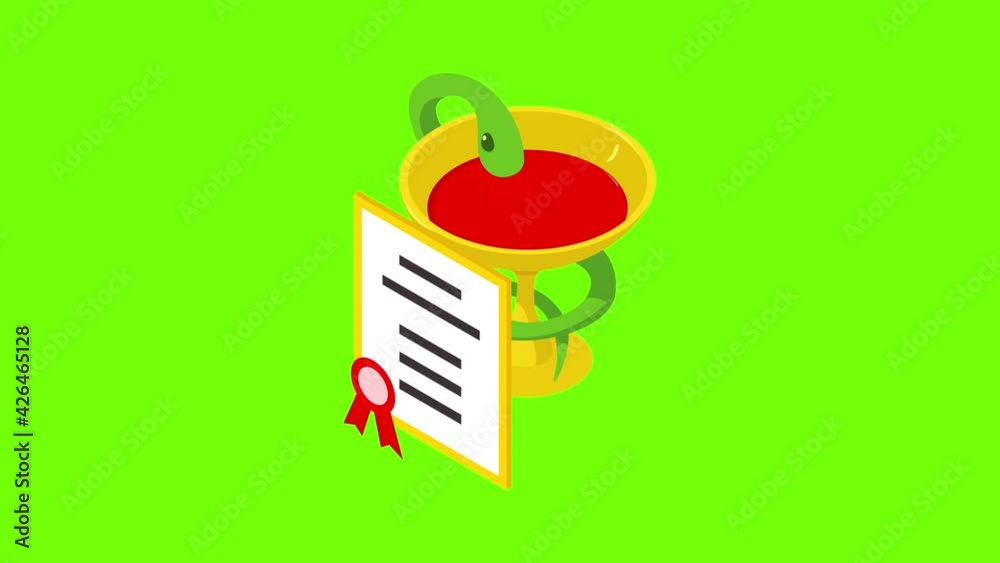 Medical certificate icon animation cartoon best object on green screen ...