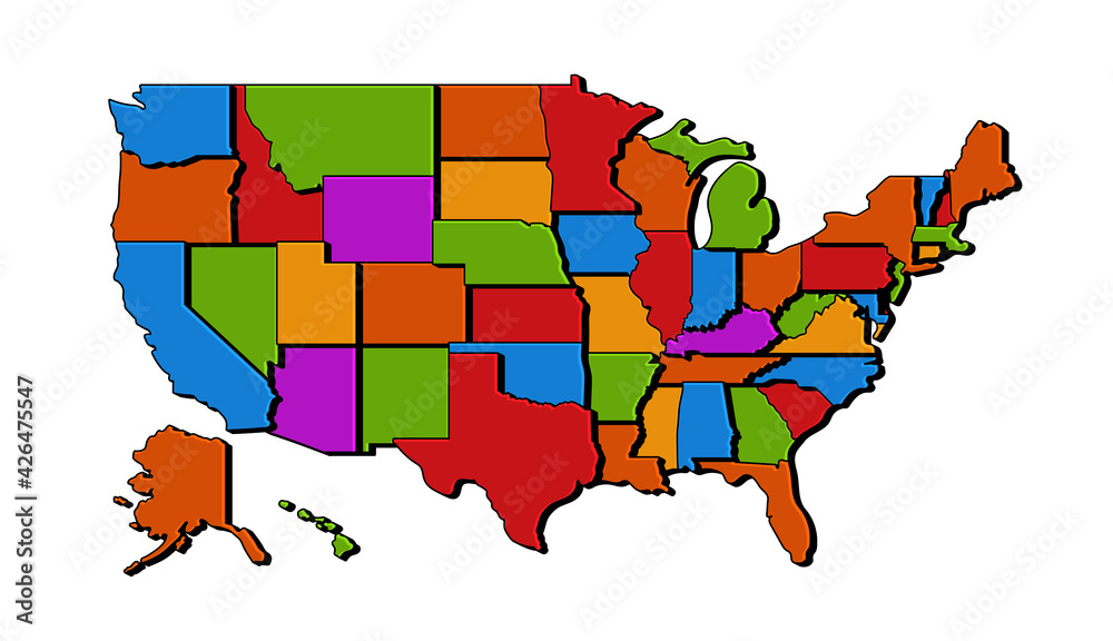 USA map with states. Vector Blank map of USA, United States of America ...