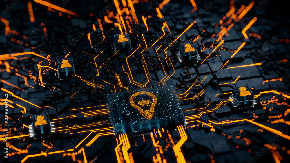 Innovation Technology Concept with lightbulb symbol on a Microchip ...