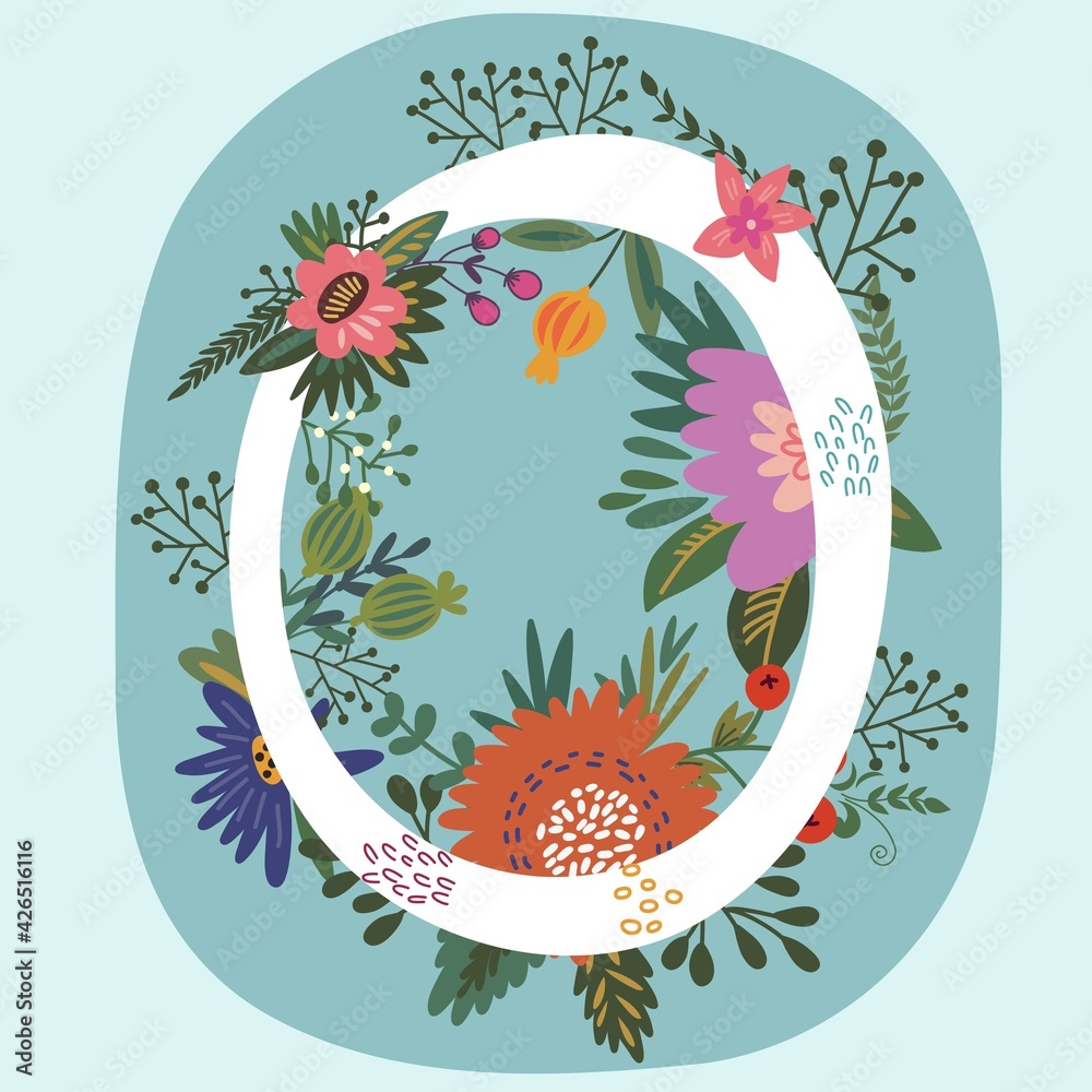 Vector hand drawn Floral monogram with vintage amazing flowers! Letters ...