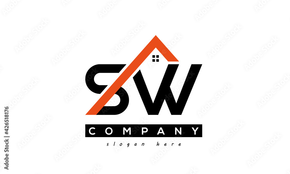 initial SW letter real estate construction logo vector Stock Vector ...