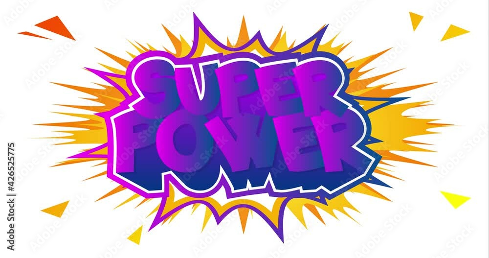 4k animated Super Power text on comic book speech bubble. Comic anime ...