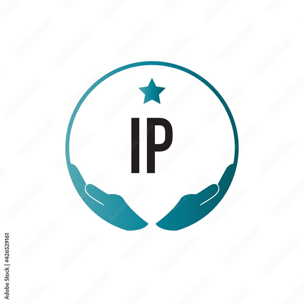 Initial Letter IP Hand Care Logo Design Template. Creative Health and ...