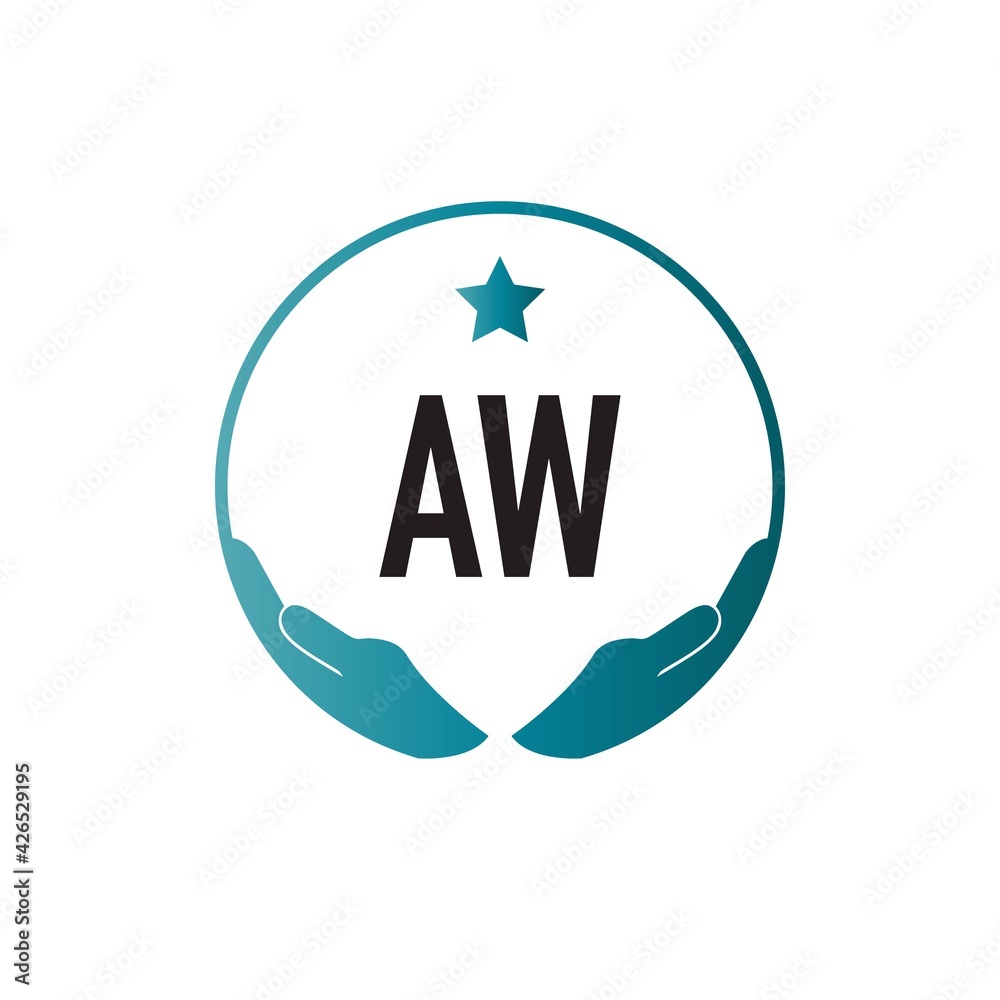 Initial Letter AW Hand Care Logo Design Template. Creative Health and ...