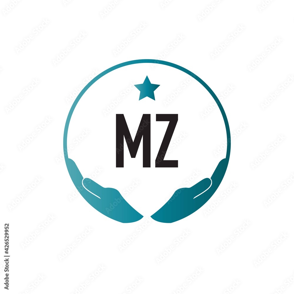 Initial Letter MZ Hand Care Logo Design Template. Creative Health and ...