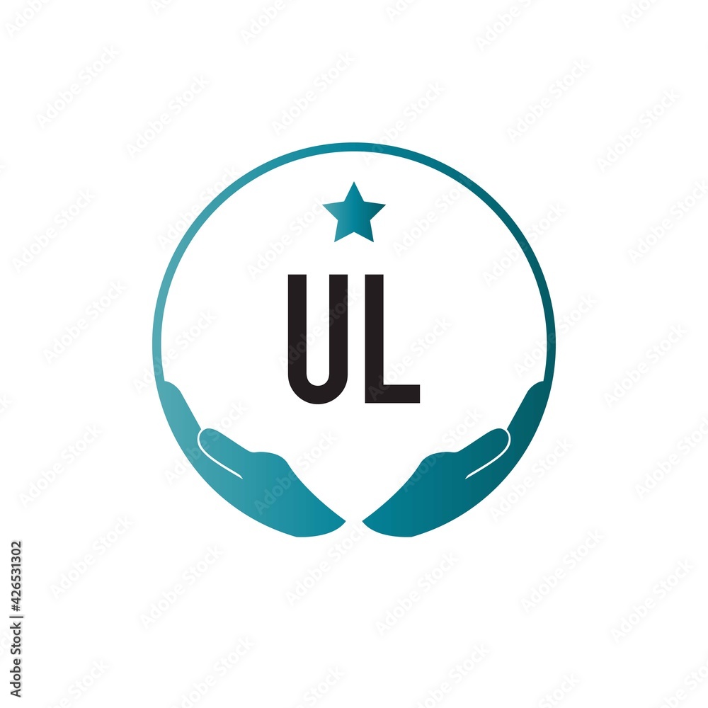 Initial Letter UL Hand Care Logo Design Template. Creative Health and ...
