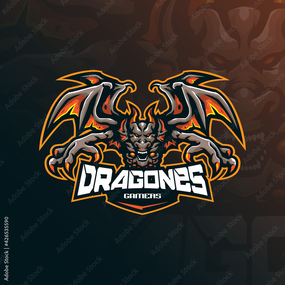 Dragon mascot logo design vector with modern illustration concept style ...