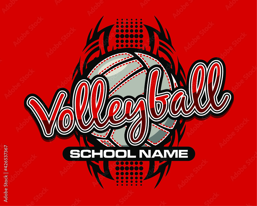 tribal volleyball team design with ball and dots for school, college or ...