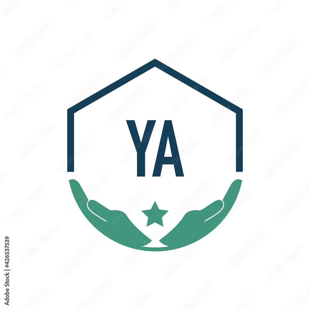 Initial Letter YA Hand Shield Security Logo Design Template. Creative ...