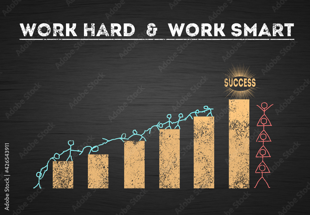 handwork vs smart work Teamwork success people. two Group of people ...
