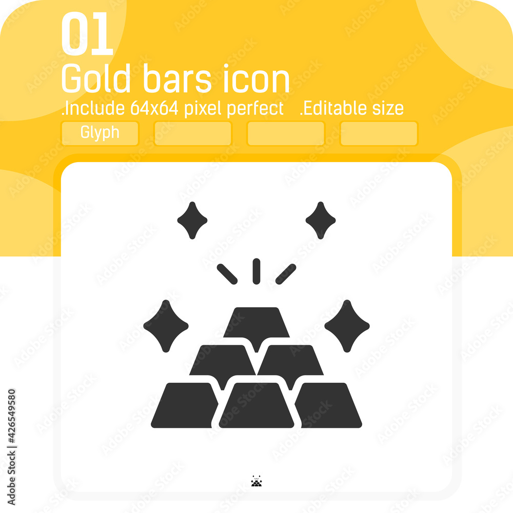 Stack of gold bars or treasure stash icon with flat style isolated on ...